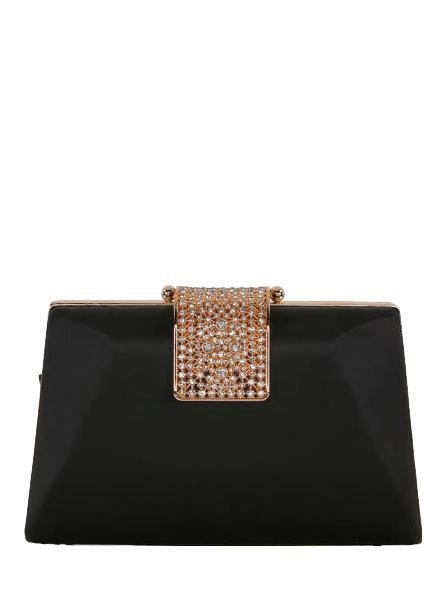 Badgley Mischka Amira Faceted Minaudiere Clutch - Black