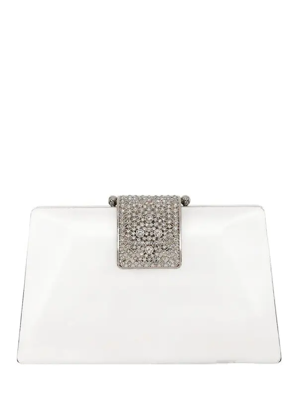 Badgley Mischka Amira Faceted Minaudiere - White