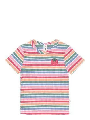 HUXBABY Ribbed Tee With Embroidery - Multi