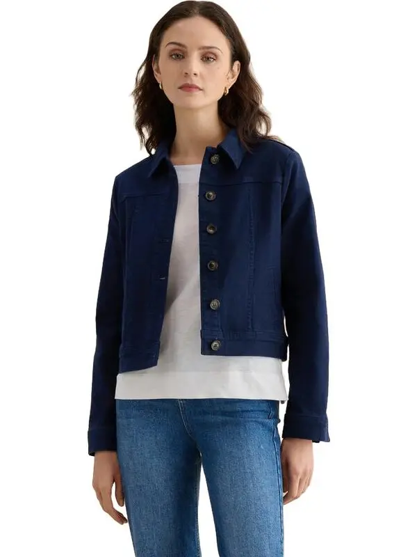 HOBBS LONDON Selborne Tailored Cropped Denim Jacket - Hobbs Navy