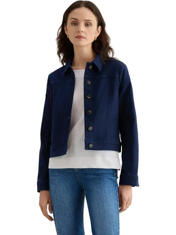 HOBBS LONDON Selborne Boxy Cropped Denim Jacket - Hobbs Navy