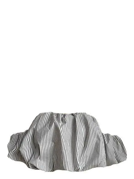 CONTESSA MILLS Striped Off-shoulder Crop Top - Black-white