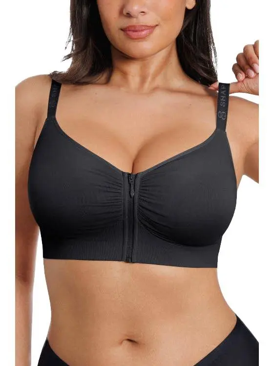 SHAPELLX Bare Essentials Skin Flow Front-zipper Wireless Bra - Black