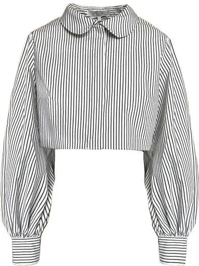 CONTESSA MILLS Dolores Striped Cropped Top - Black-white