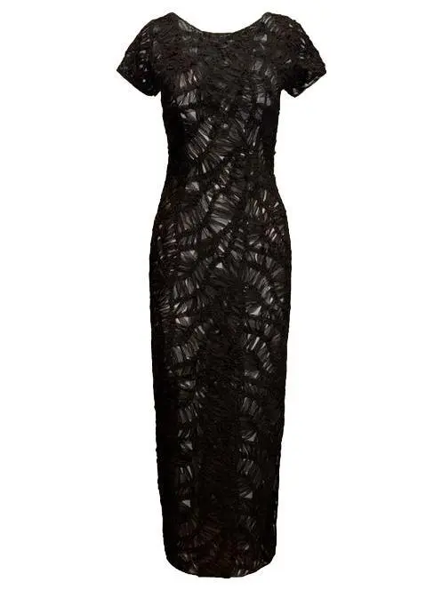 CONTESSA MILLS Fleur Sheer Italian Lace Maxi Dress - Black