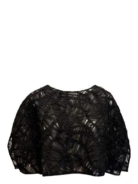 CONTESSA MILLS Sheer Abstract Lace Shawl - Black