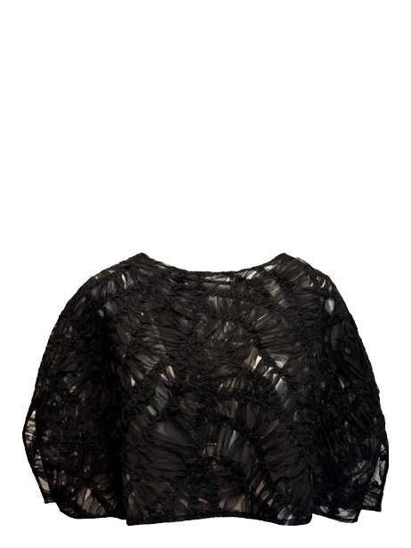 CONTESSA MILLS Sheer Abstract Lace Shawl - Black