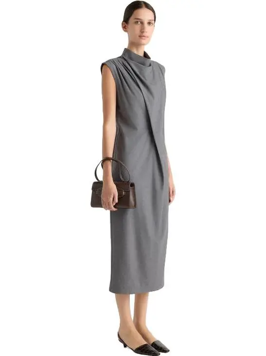 Modern Citizen Amara Gathered-neck Drape Dress - Grey