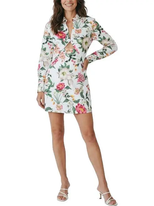 Rachel Rachel Roy Floral Print Shirtdress With Cutout - Eggshell Blossom