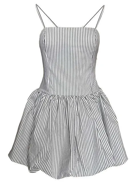 CONTESSA MILLS Bonnie Striped Mini Dress - Black-white