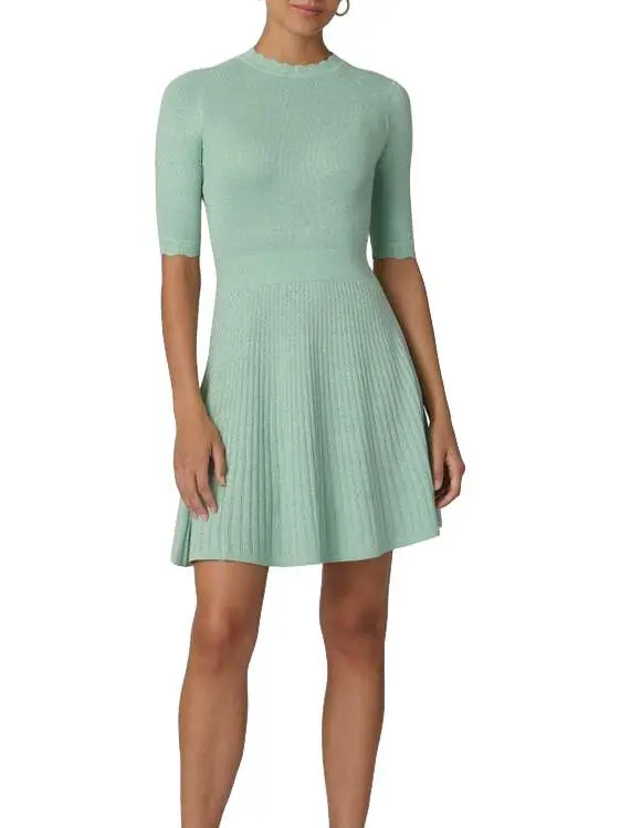 Shoshanna Fine Gauge Shimmer Knit Warren Mini Dress - Soft Mint