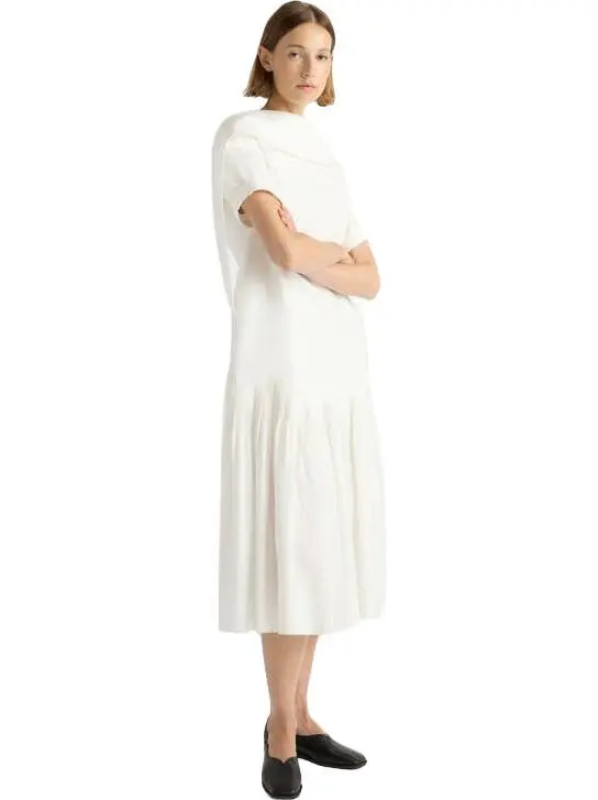Modern Citizen Babba Shirred Scarf-neck Dress - White