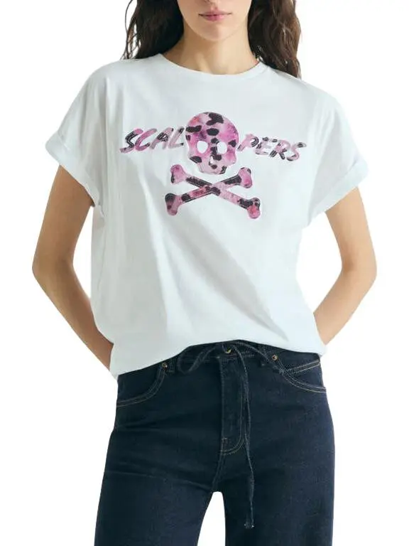 SCALPERS Animal Print Skull T-shirt - White
