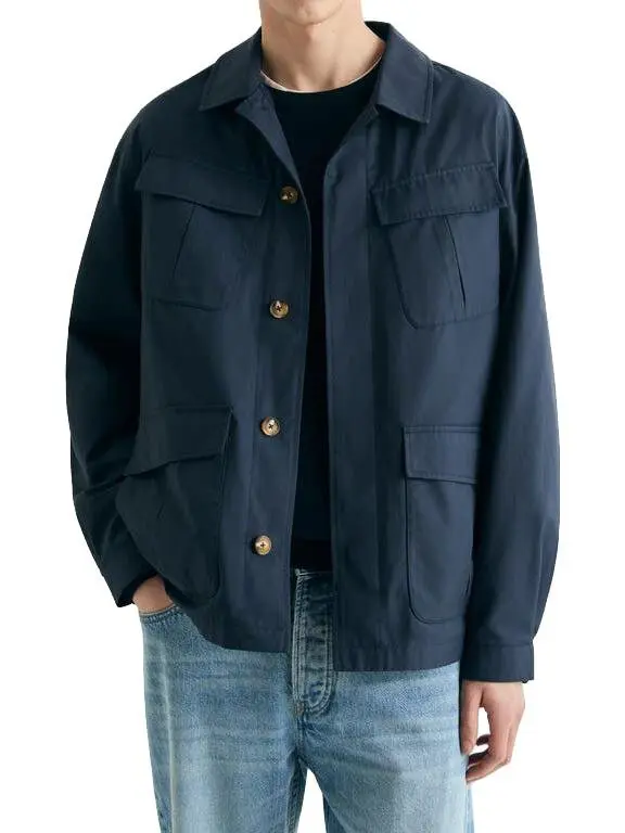 SCALPERS Cotton Shirt Jacket - Navy