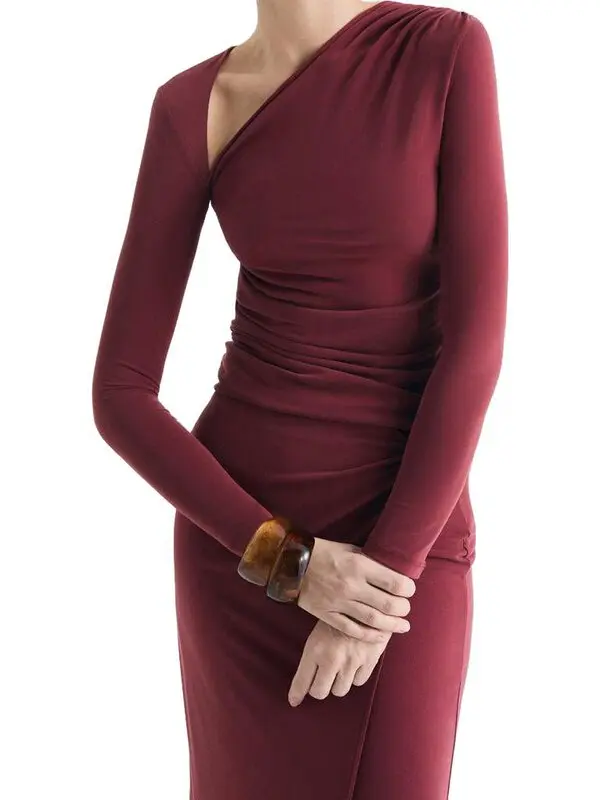 SCALPERS Asymmetrical Fluid T-shirt - Cherry