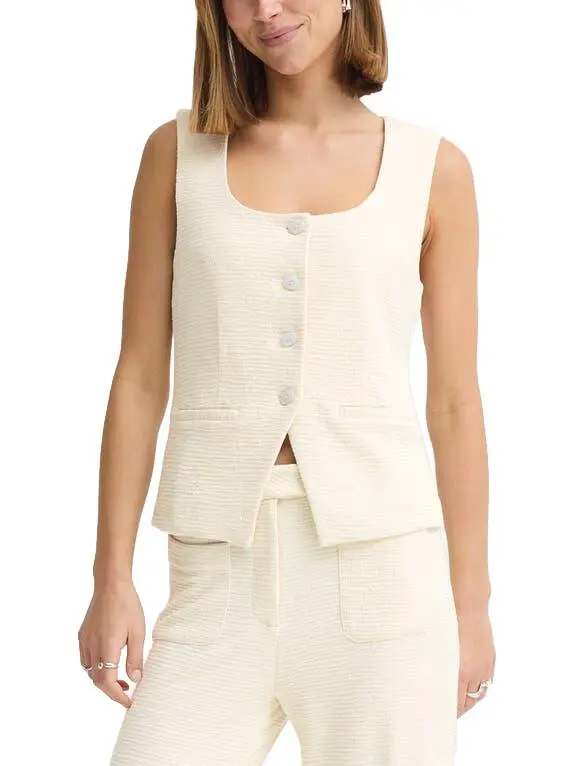 ICHI Ribbed Vest - Almond Milk