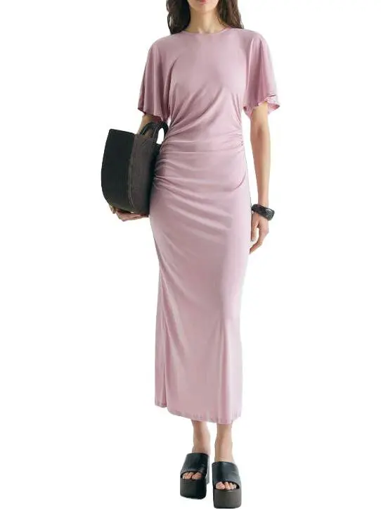 SCALPERS Cupro Midi Dress - Pink