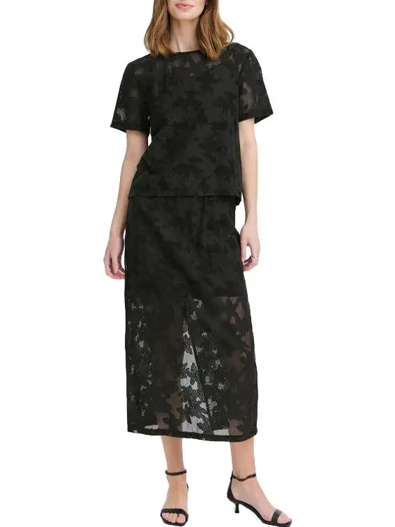 ICHI Short Sleeve Lace Shirt - Black