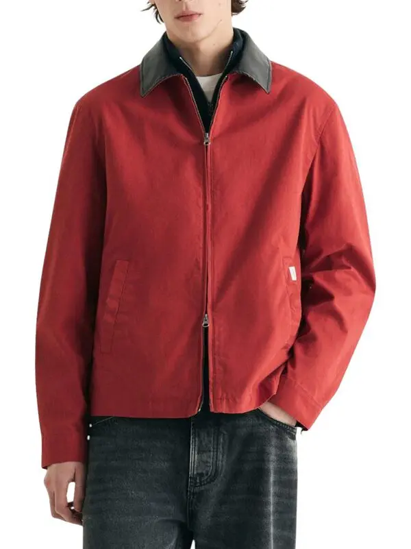 SCALPERS Contrast Collar Bomber Jacket - Red