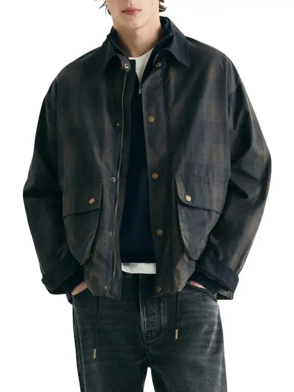 SCALPERS Waxed Checkered Jacket - Navycheck