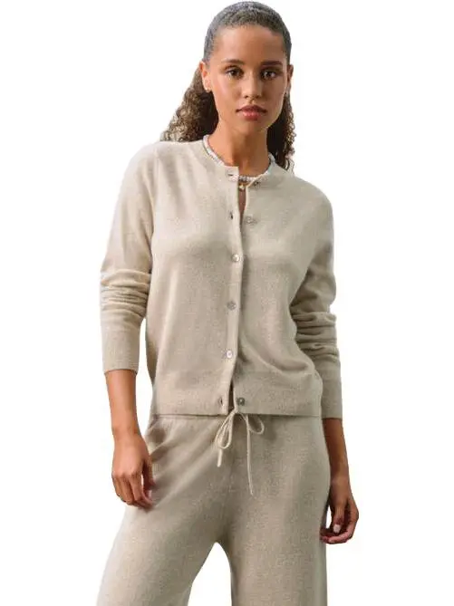 Naked Cashmere Long Sleeve Button-front Cashmere Cardigan - Flax