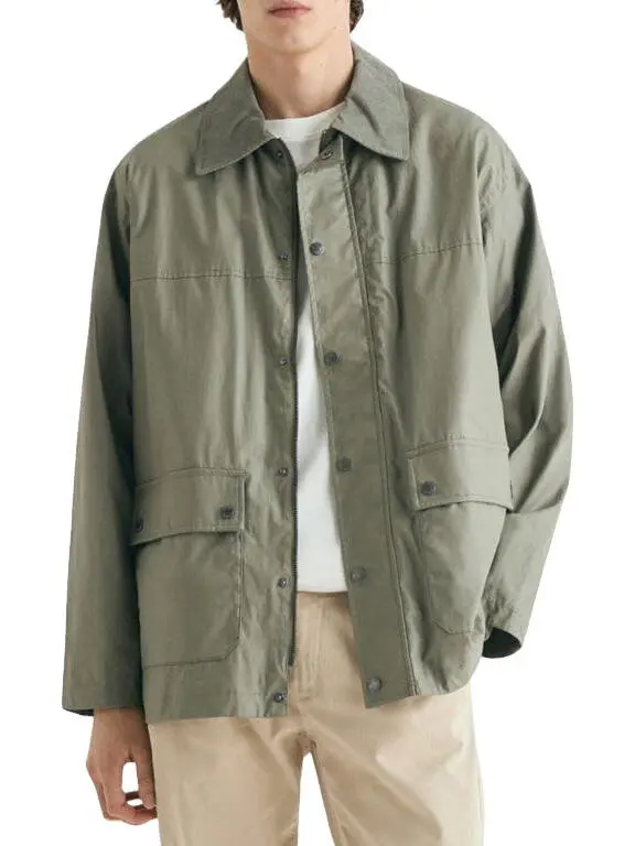 SCALPERS Waxed Cotton Jacket With Snaps - Taupe