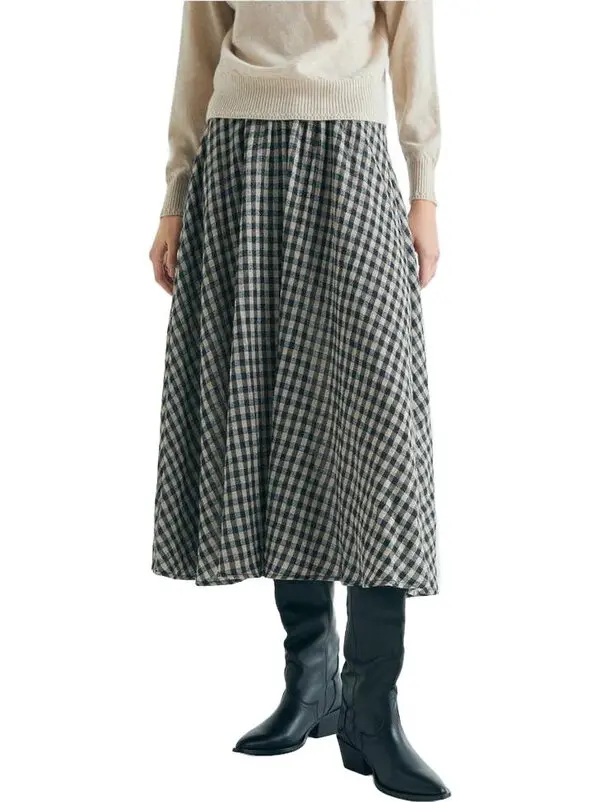 SCALPERS Plaid Pleated Midi Skirt - Pinkcheck