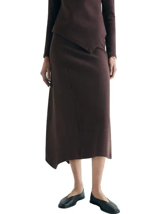 SCALPERS Asymmetrical Knit Midi Skirt - Brown