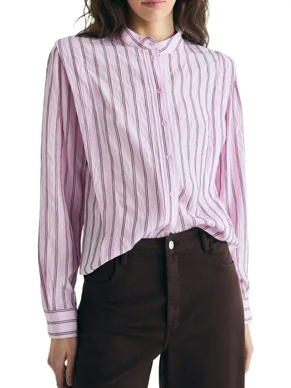 SCALPERS Striped Shirt With Shoulder Pad Effect - Pinkstripes