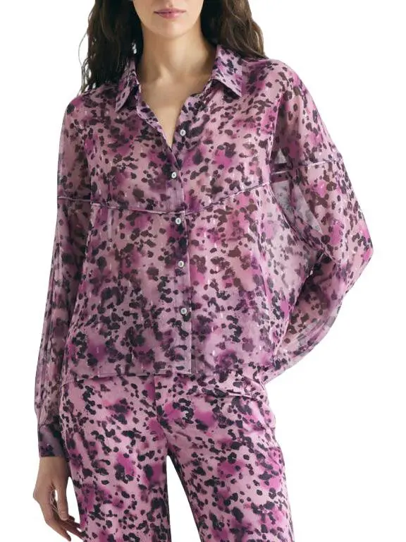 SCALPERS Animal Print Fluid Blouse - Mauve