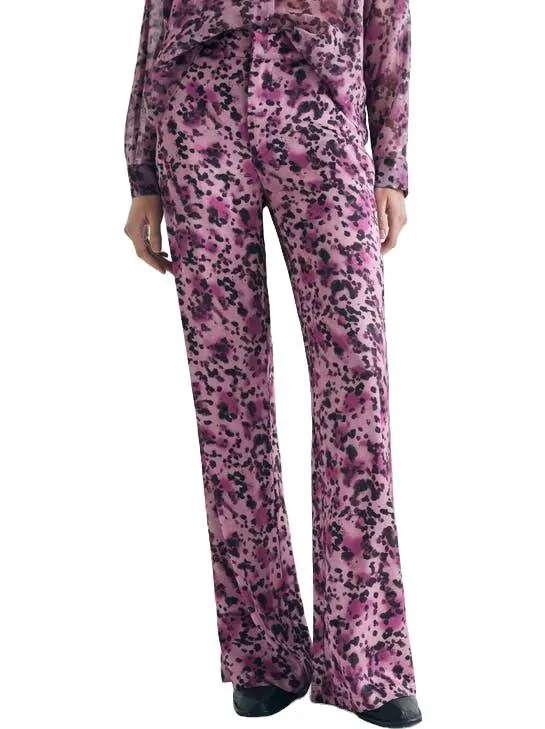 SCALPERS Animal Print Fluid Pant - Mauve