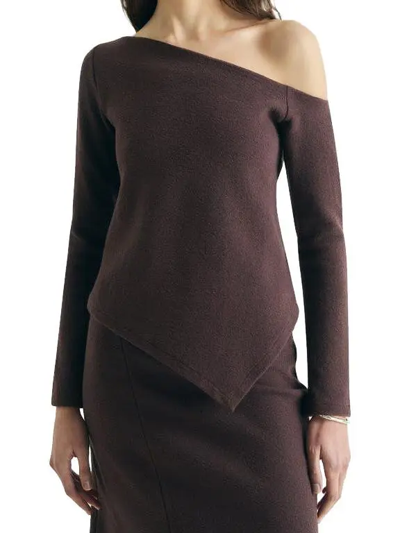 SCALPERS Asymmetrical Neckline Top - Brown