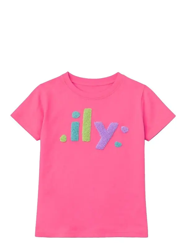 PREPPY GOOSE Ily Applique Short Sleeve Tee - Fuschia