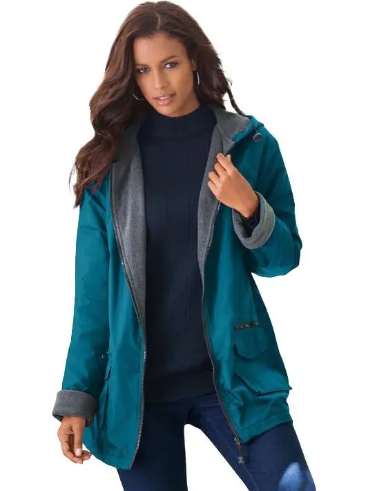 ROAMAN'S Hooded Fleece-lined Nylon Jacket - Deep Teal