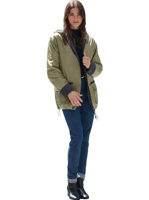 ROAMAN'S Hooded Nylon Jacket - Green Khaki