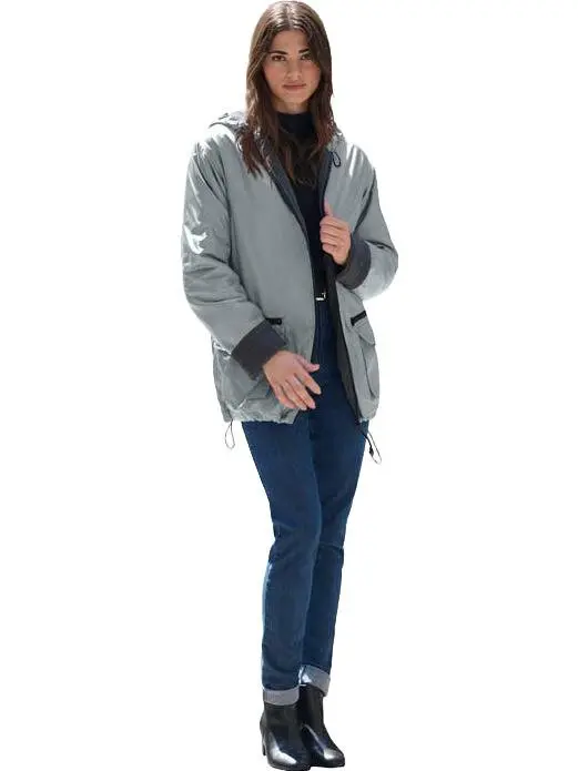 ROAMAN'S Hooded Fleece-lined Nylon Jacket - Gunmetal