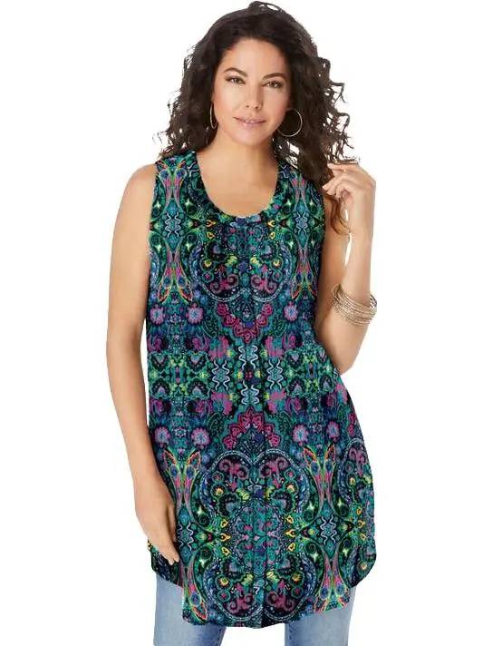 Roaman's Sleeveless Angelina Tunic - Green