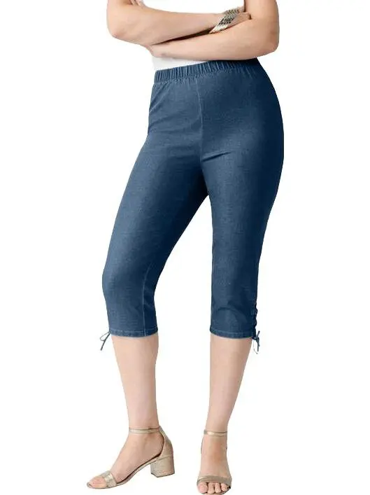 ROAMAN'S Lace-up Capri Jeans - Medium Stonewash