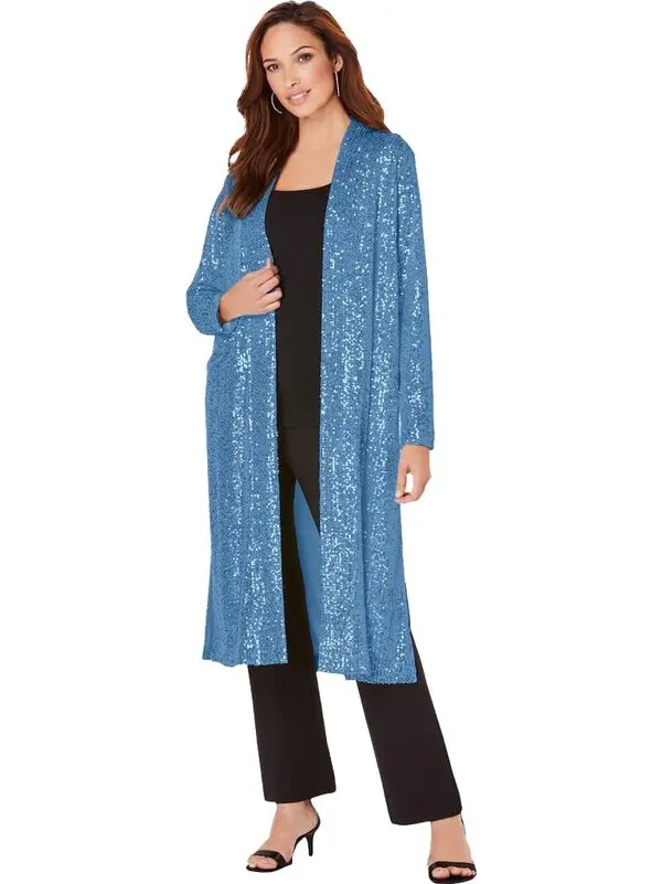 ROAMAN'S Sequin Duster - Dusty Indigo