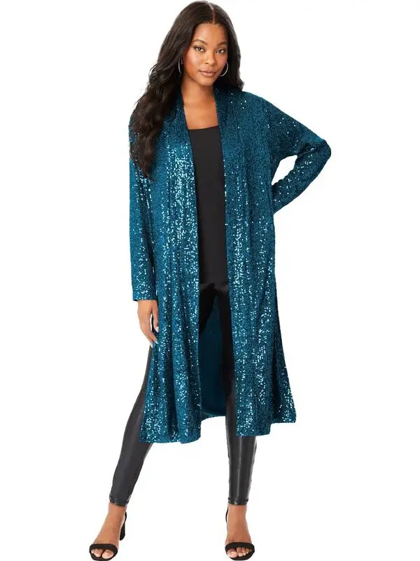 ROAMAN'S Sequin Duster - Exotic Peacock