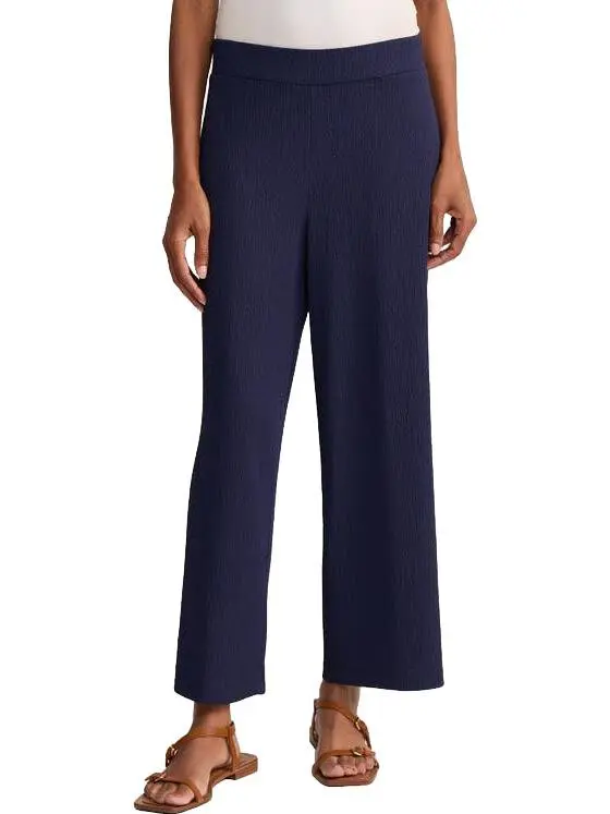 Jones New York Crinkled High-waist Wide Leg Pants - Pacific Navy