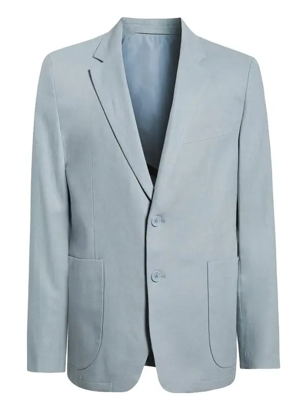 PERCIVAL Tailored Cotton & Linen Suit Jacket - Light Blue