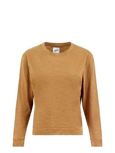 LEZAT Tegan Organic Cotton Long Sleeve Pullover - Camel