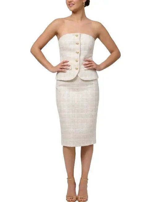 Rachel Rachel Roy Ellison Tweed Peplum Midi Dress - White