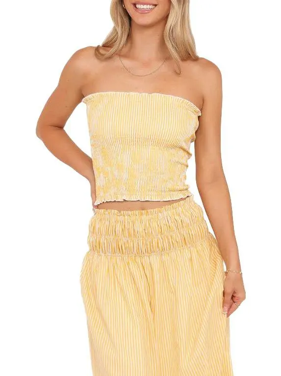 PETAL & PUP Salome Stripe Smocked Tube Top - Mango Stripe