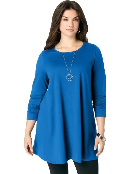 ROAMAN'S Ultimate Long Sleeve Crewneck Swing Tunic - Vivid Blue