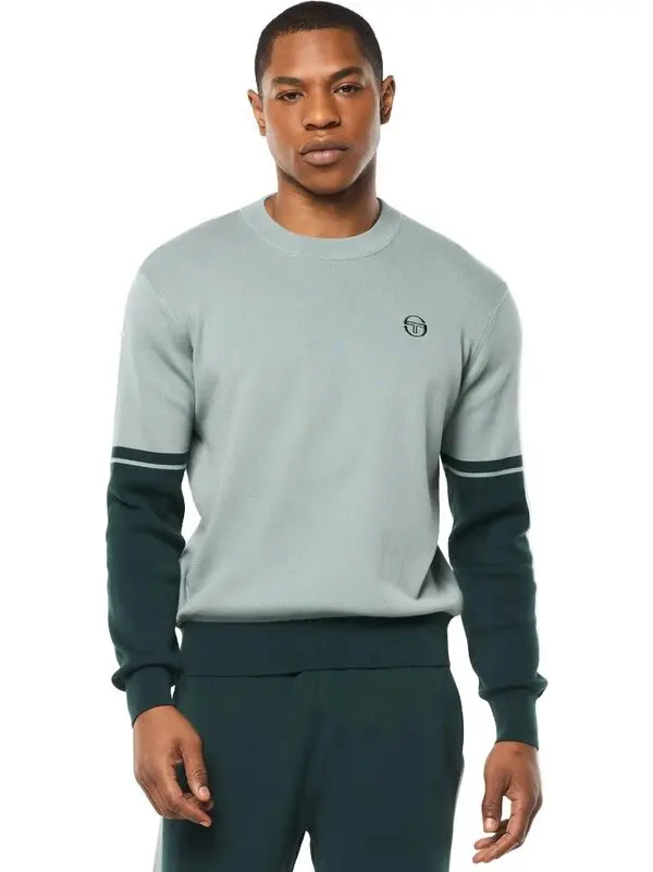 SERGIO TACCHINI Giovane Crewneck Sweatshirt With Color-block Sleeves And Monogram - Slate Gray