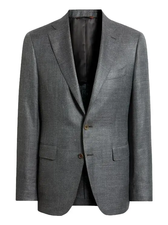 Canali Slub Wool & Silk Blend Sport Coat - Grey
