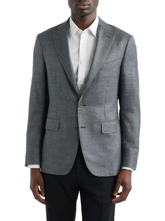 Canali Slub Wool & Silk Blend Sport Coat - Grey
