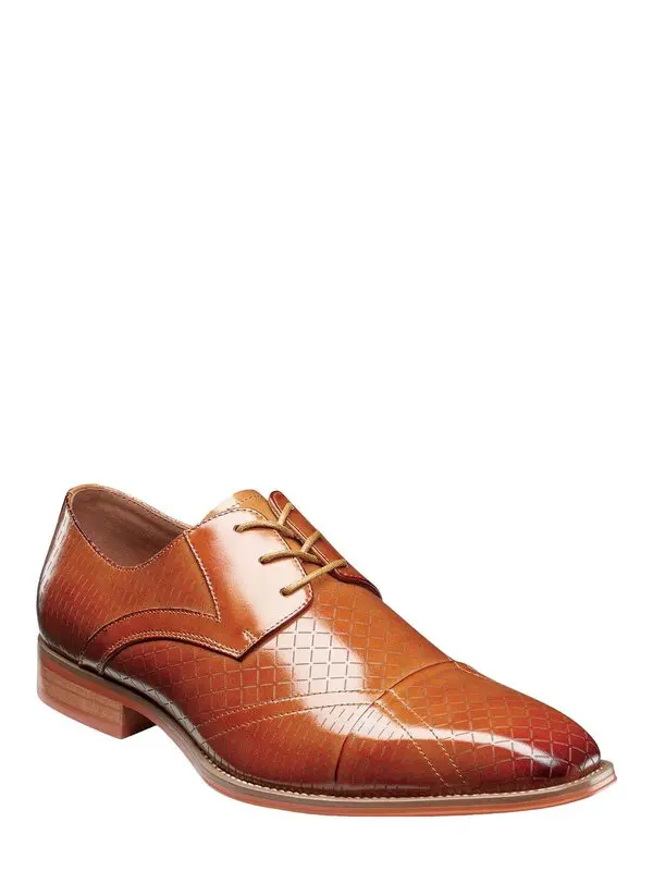STACY ADAMS Hobson Cap-toe Derby - Tan